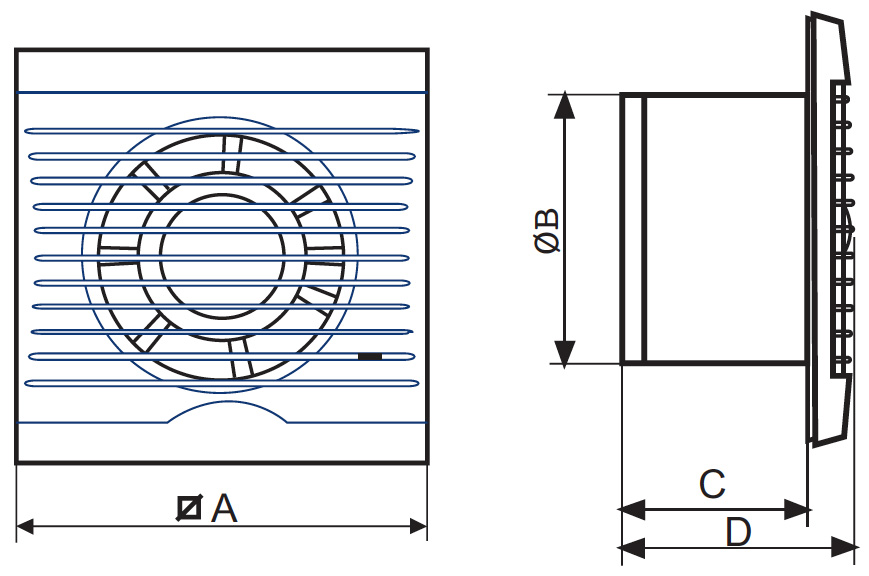 Vent-Axia Lo-Carbon Silhouette 100T 100 mm Extractor Fan 441625 | UKES