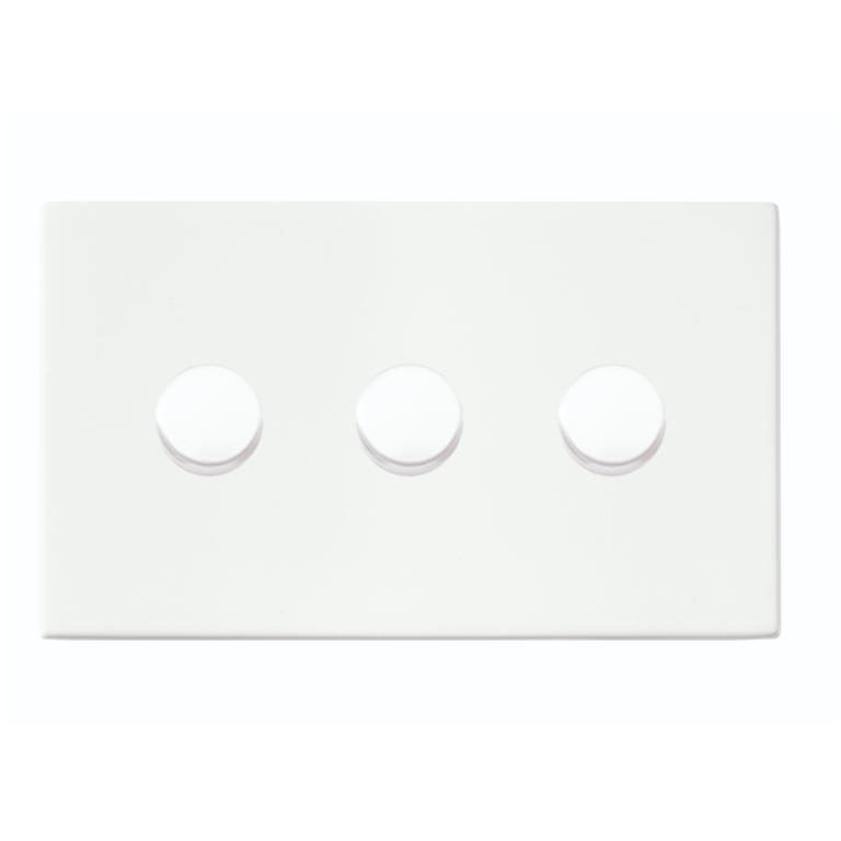 Hamilton Hartland CFX Primed White 3 Gang 250W 2 Way Push On/Off Rotary ...