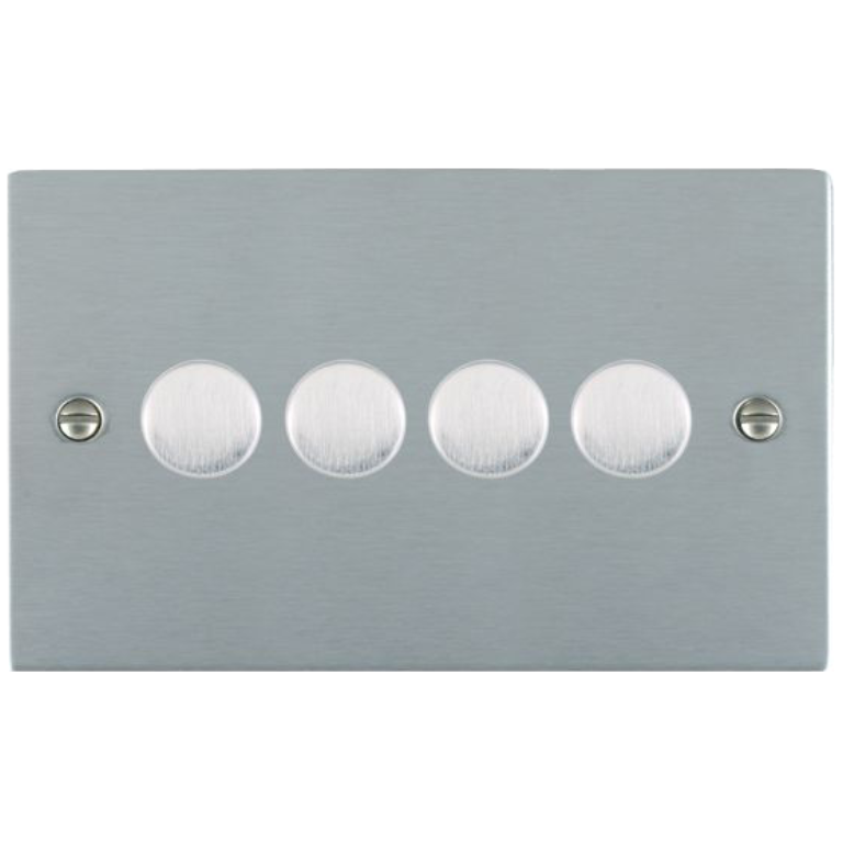 Hamilton Sheer Satin Chrome 4 Gang 250W 2 Way Push On/Off Rotary LED ...