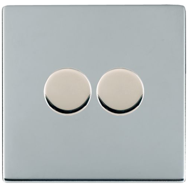 Hamilton Sheer CFX Bright Chrome 2 Gang 250W 2 Way Push On/Off Rotary ...