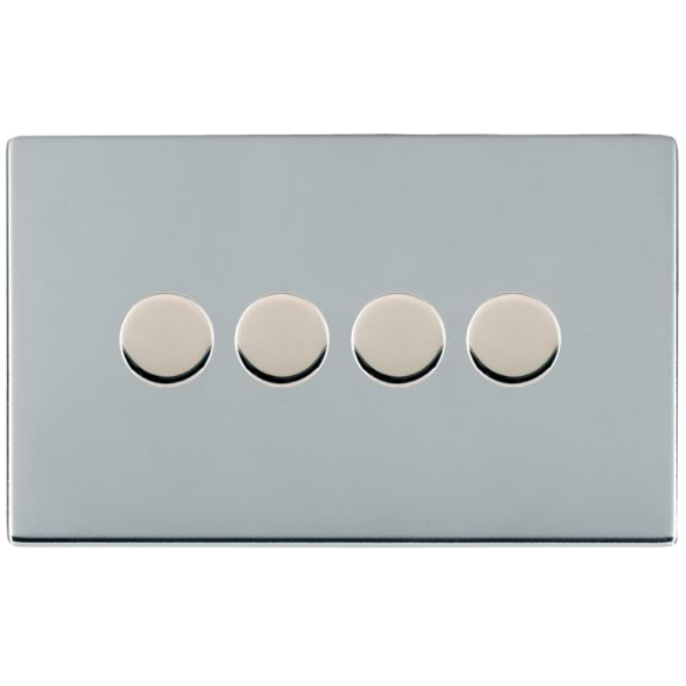 Hamilton Sheer CFX Bright Chrome 4 Gang 250W 2 Way Push On/Off Rotary ...