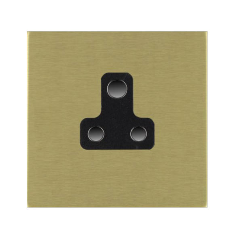 Hamilton Sheer G2 Satin Brass 1 Gang 5A Unswitched Socket with Black ...