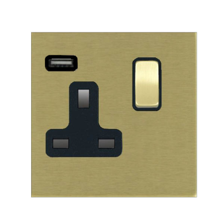 Hamilton Sheer G2 Satin Brass 1 Gang 13A Single Pole Switched Socket ...