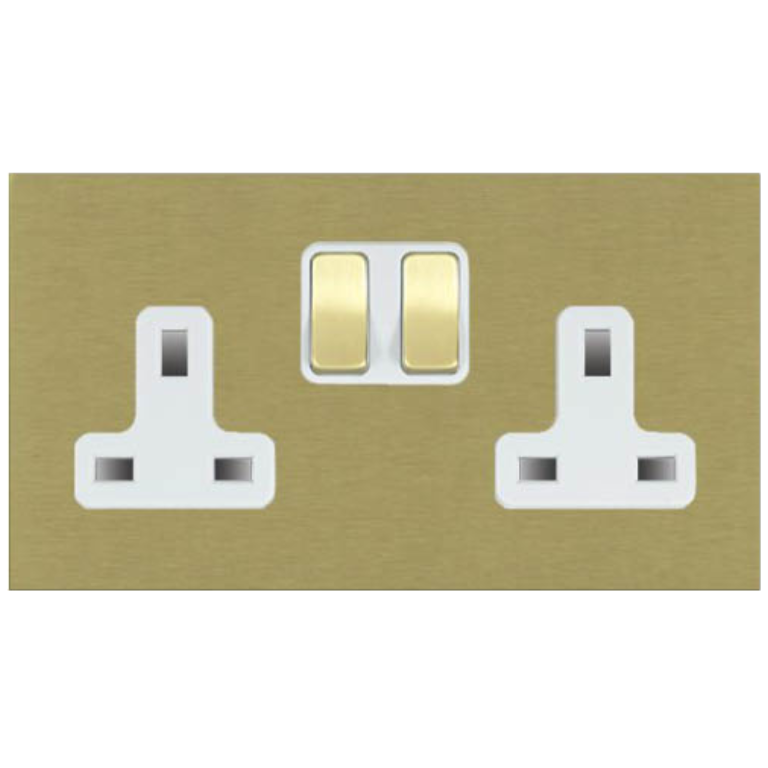Hamilton Sheer G2 Satin Brass 2 Gang 13A Double Pole Switched Socket ...