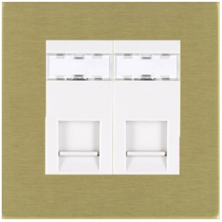 Hamilton Sheer G2 Satin Brass 2 Gang Unshielded RJ45 CAT 6 Socket with ...