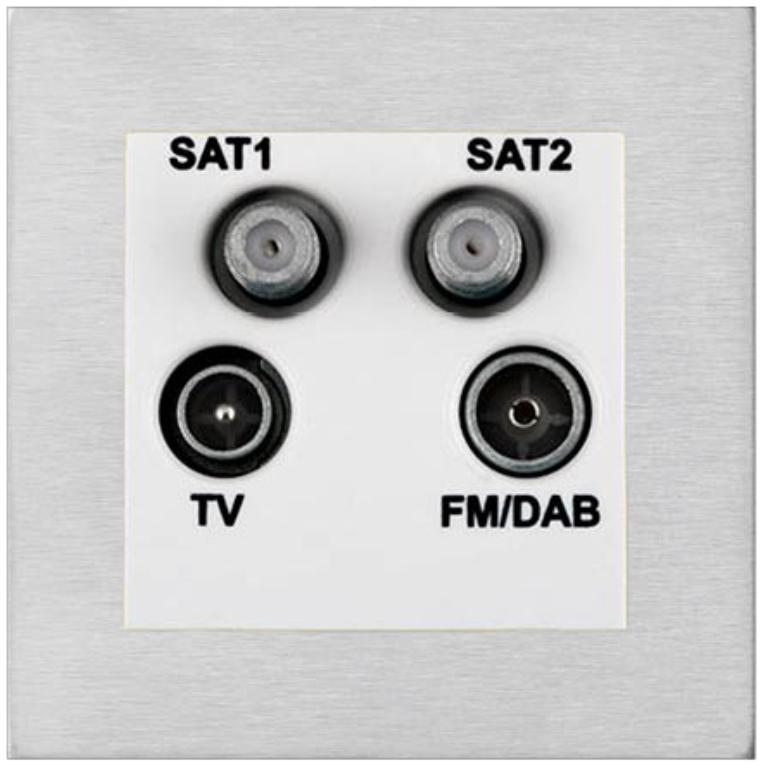 Hamilton Sheer G2 Satin Steel Non-Isolated TV+FM+SAT1+SAT2 2 In/4 Out Quadplexer with White ...