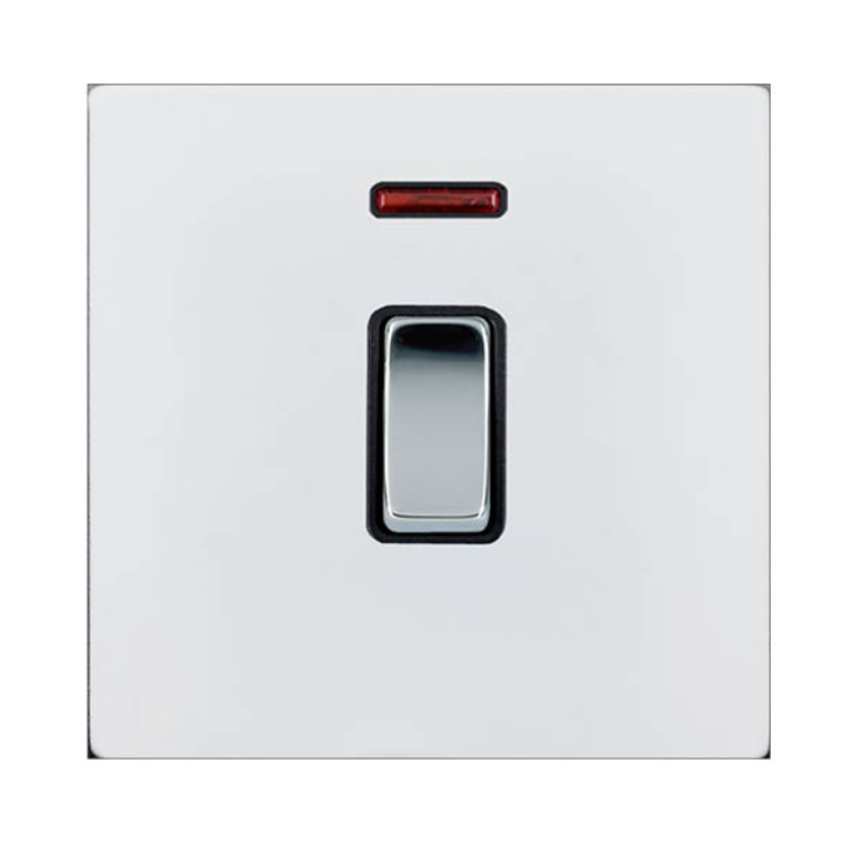 Hamilton Sheer G2 Bright Chrome 1 Gang 20AX Double Pole Switch and Neon ...