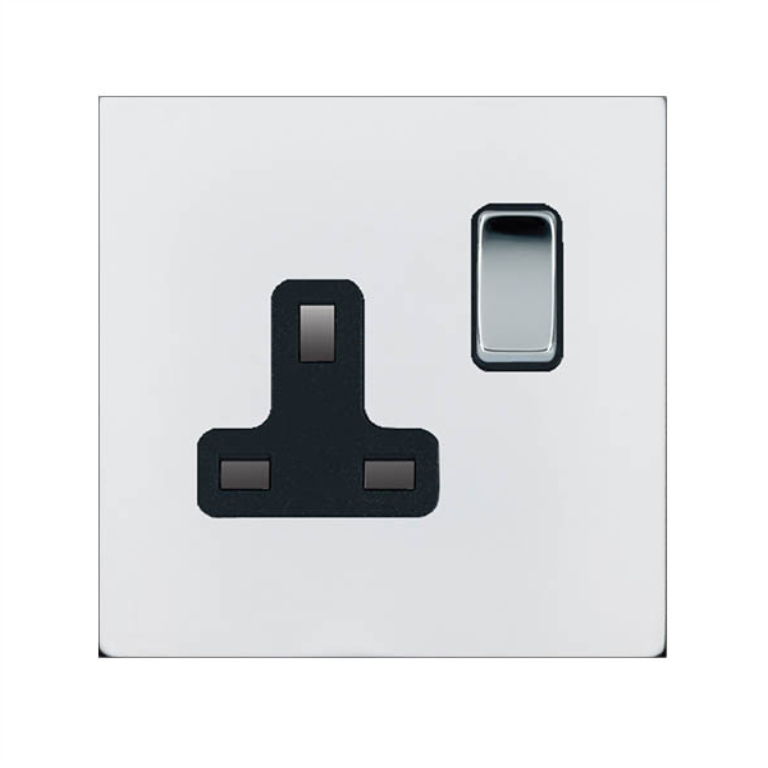 Hamilton Sheer G2 Bright Chrome 1 Gang 13A Double Pole Switched Socket ...