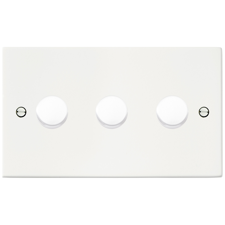 Hamilton Sheer Matt White 3 Gang 250W 2 Way Push On/Off Rotary LED ...