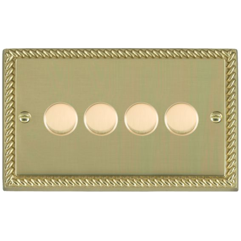 Hamilton Cheriton Georgian Polished Brass 4 Gang 250W 2 Way Push On/Off ...