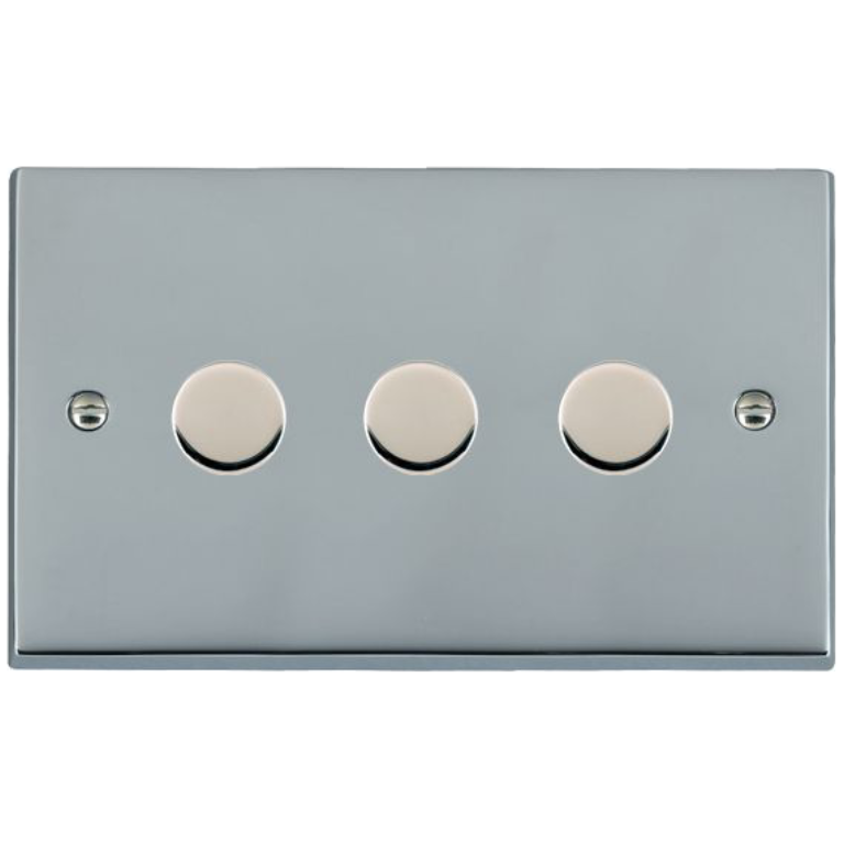 Hamilton Cheriton Victorian Bright Chrome 3 Gang 250W 2 Way Push On/Off ...