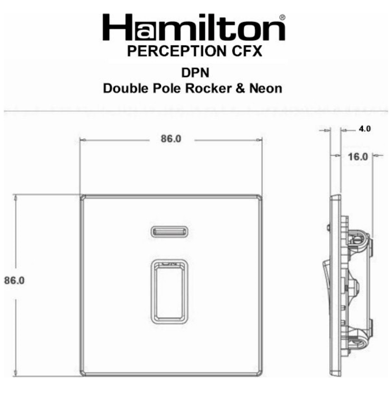 Hamilton Perception CFX Clear 1 Gang 20AX Double Pole Switch and Neon ...