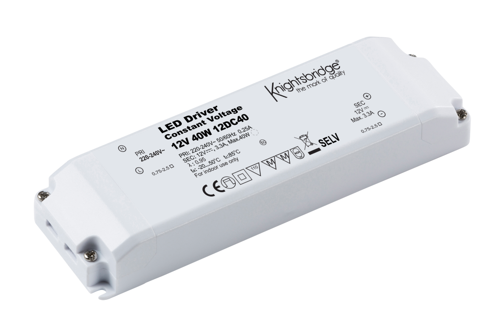 Knightsbridge IP20 12V 40W Constant Voltage DC LED Driver | UKES