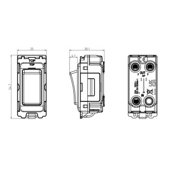 Knightsbridge Grid White Curved Edge 20AX 2 Way Centre Off Retractive ...