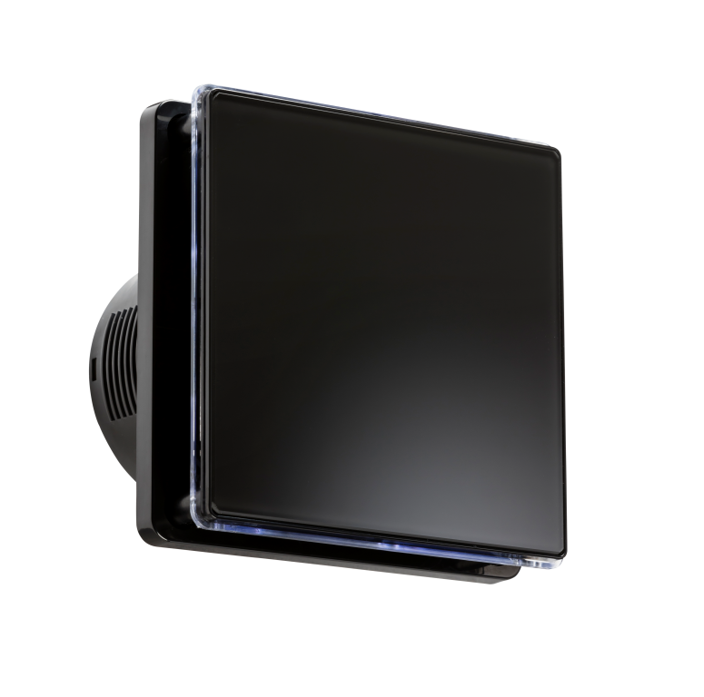 Knightsbridge 100mm/4 Inch Black LED Backlit Extractor Fan with Overrun ...