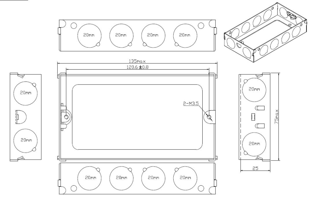 Knightsbridge 2 Gang 25mm Galvanised Steel Extension Box | UKES