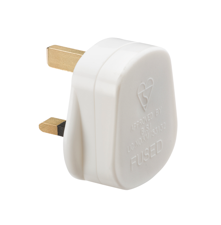 Knightsbridge 13A White Plug Top with 13A Fuse - Screw Cord Grip | UKES
