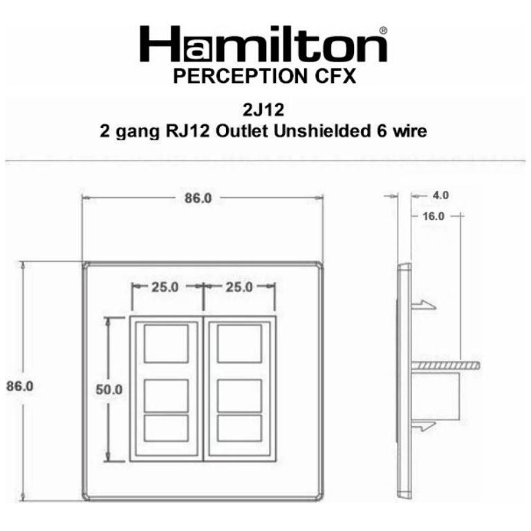 Hamilton Perception CFX Clear 2 Gang Unshielded RJ12 Socket with White ...