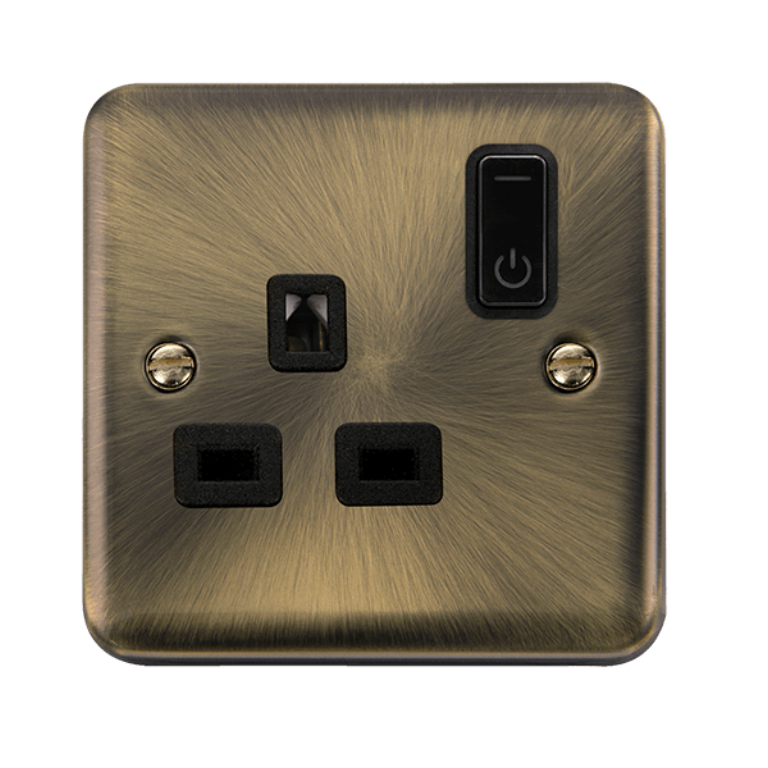 Click Smart+ Antique Brass 1 Gang Deco Plus 13A Zigbee Smart Switched ...