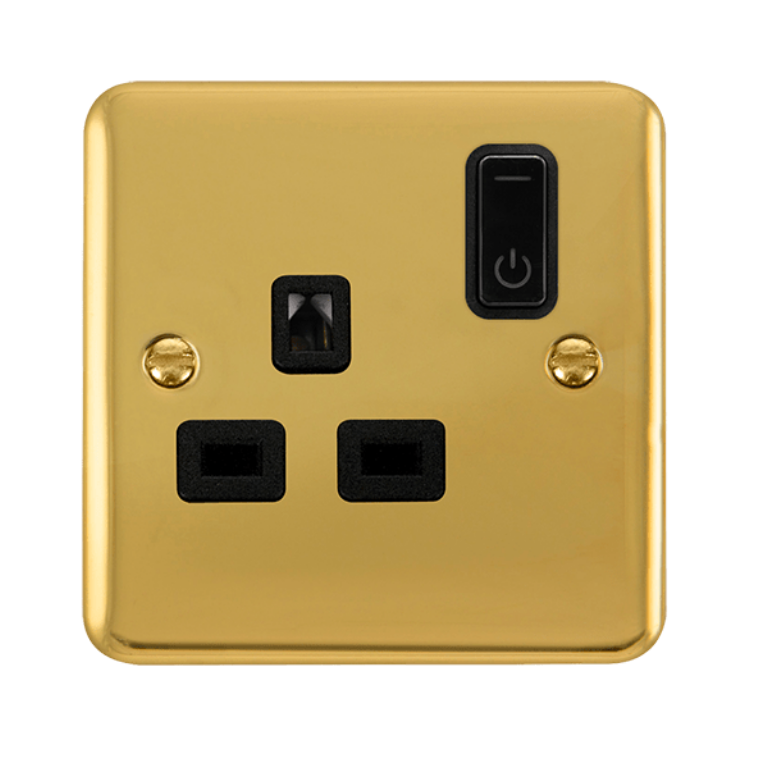 Click Smart+ Polished Brass 1 Gang Deco Plus 13A Zigbee Smart Switched ...