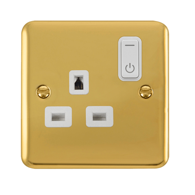 Click Smart+ Polished Brass 1 Gang Deco Plus 13A Zigbee Smart Switched ...