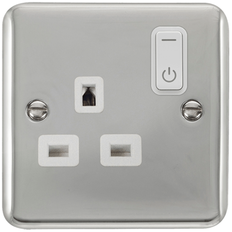 Click Smart+ Polished Chrome 1 Gang Deco Plus 13A Zigbee Smart Switched ...