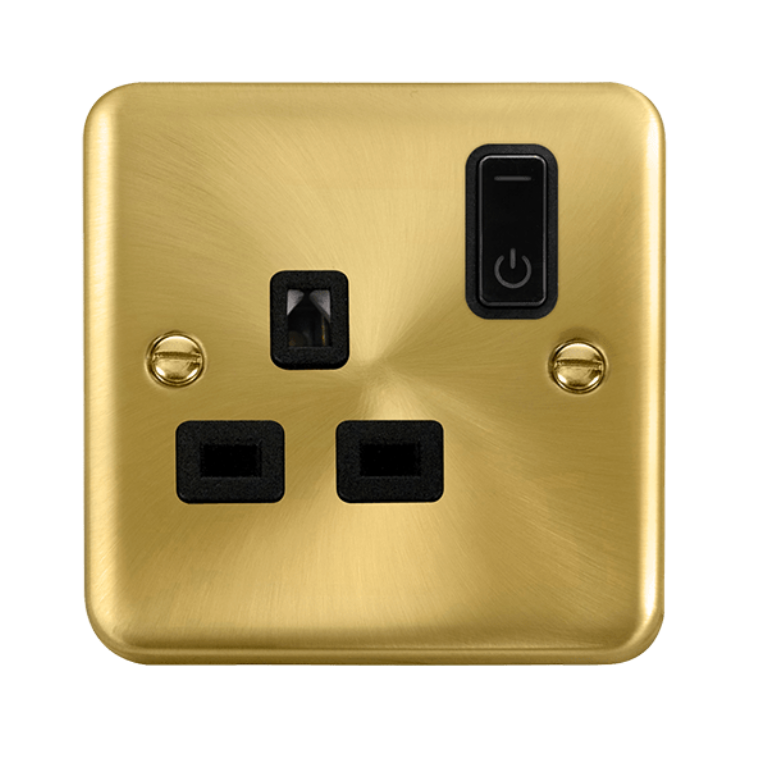Click Smart+ Satin Brass 1 Gang Deco Plus 13A Zigbee Smart Switched ...