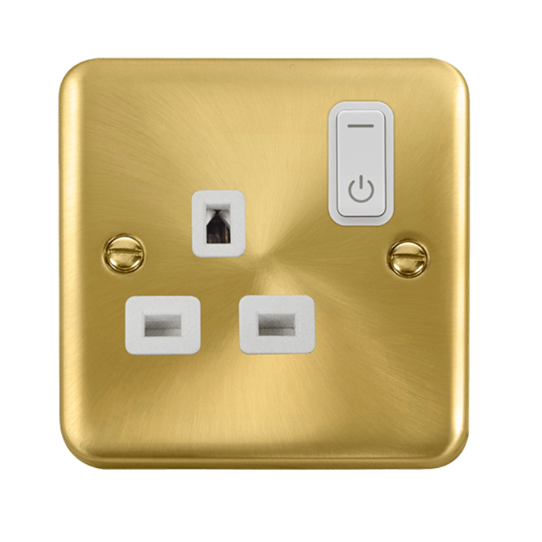 Click Smart+ Satin Brass 1 Gang Deco Plus 13A Zigbee Smart Switched ...