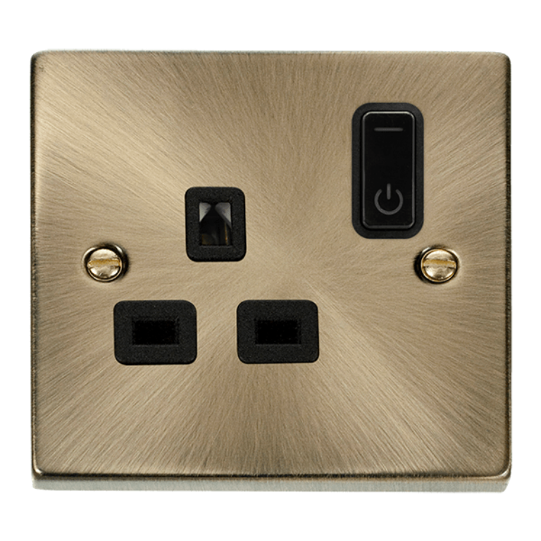Click Smart+ Antique Brass 1 Gang Deco 13A Zigbee Smart Switched Socket ...