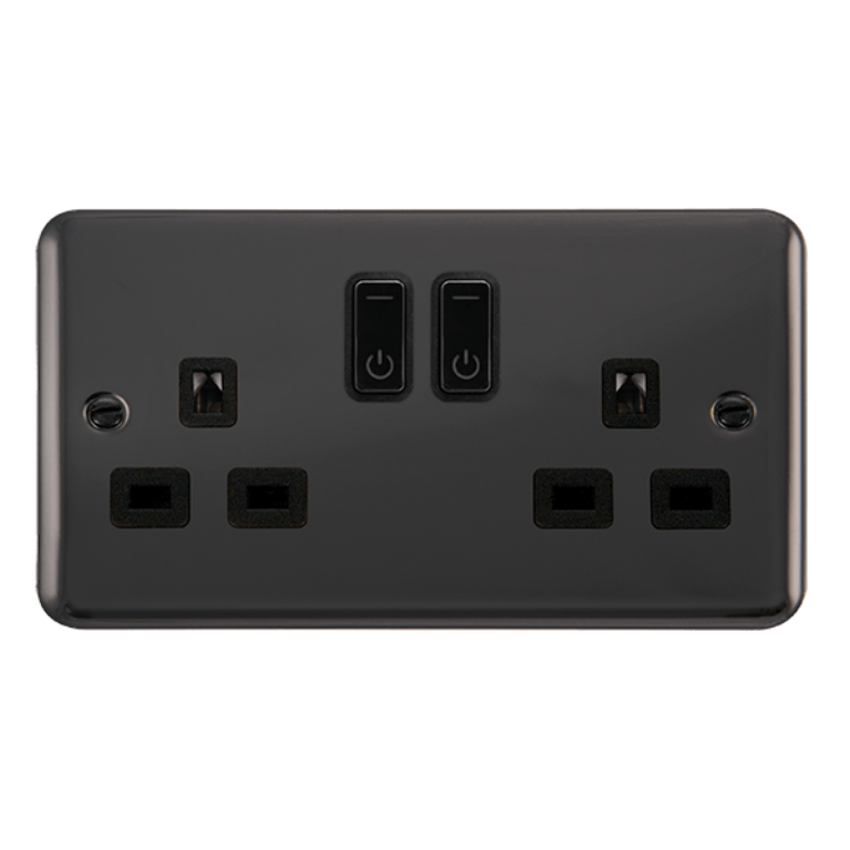 Click Smart+ Black Nickel 2 Gang Deco Plus 13A Zigbee Smart Switched ...