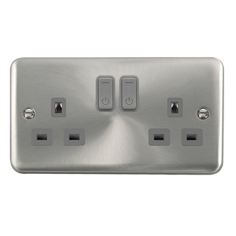 Click Smart+ Satin Chrome 2 Gang Deco Plus 13A Zigbee Smart Switched ...