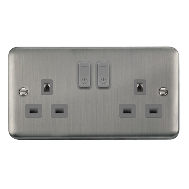 Click Smart+ Stainless Steel 2 Gang Deco Plus 13A Zigbee Smart Switched ...