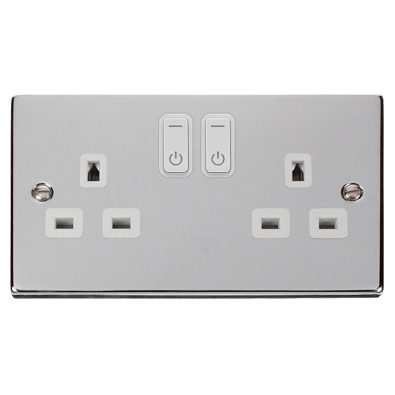 Click Smart+ Polished Chrome 2 Gang Deco 13A Zigbee Smart Switched ...