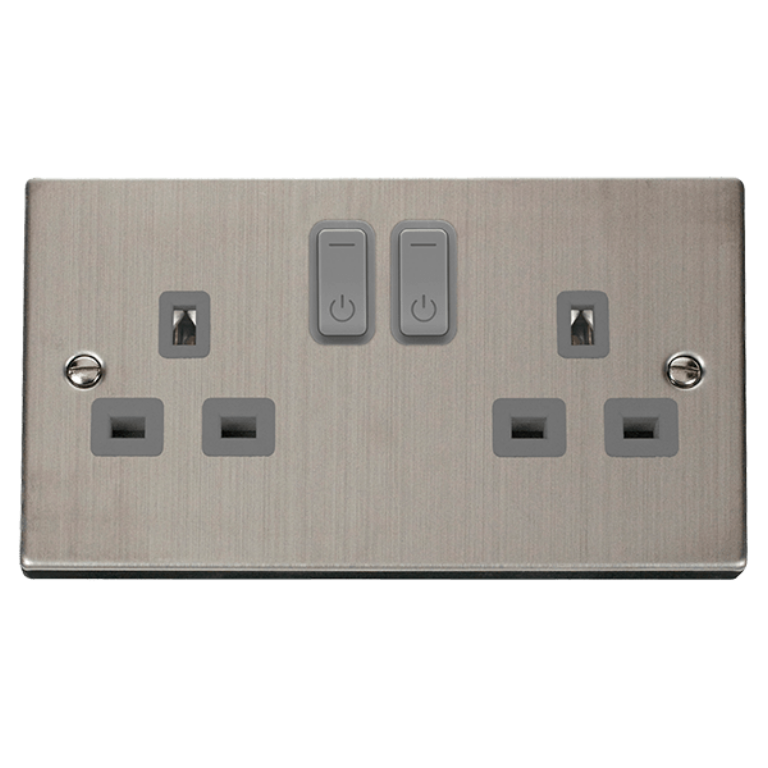 Click Smart+ Stainless Steel 2 Gang Deco 13A Zigbee Smart Switched ...