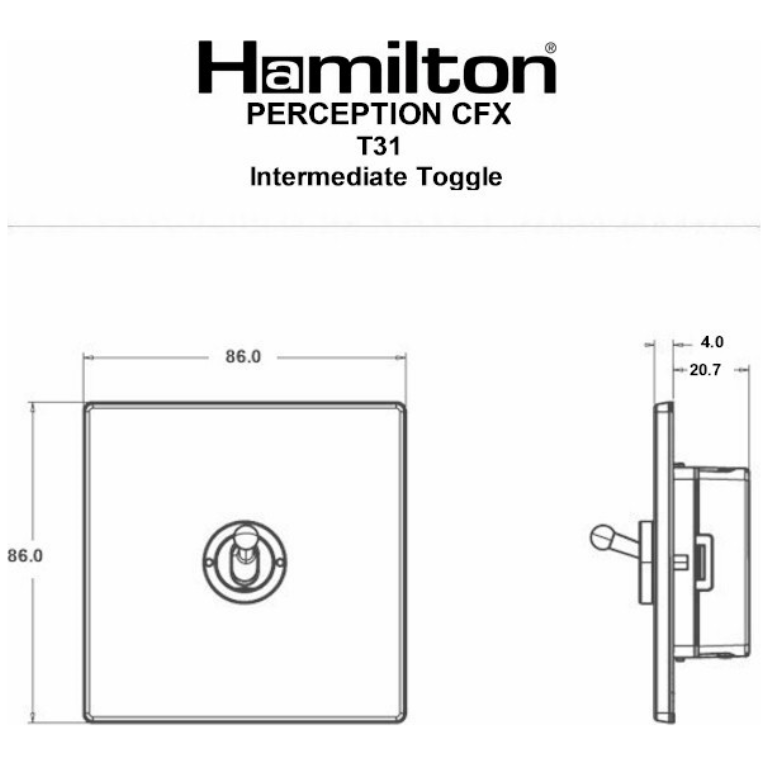 Hamilton Perception CFX Clear 1 Gang 20AX Intermediate Toggle Switch ...