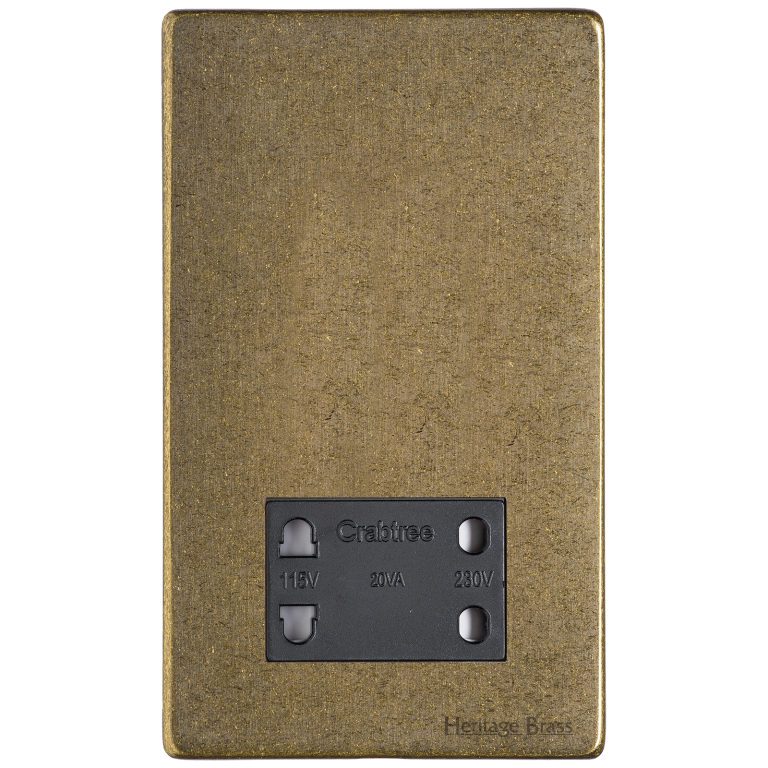 Heritage Brass Vintage Rustic Brass 110/240V Dual Voltage Shaver Socket ...