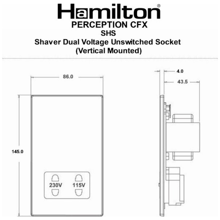 Hamilton Perception CFX Clear Dual Voltage Shaver Socket with White ...