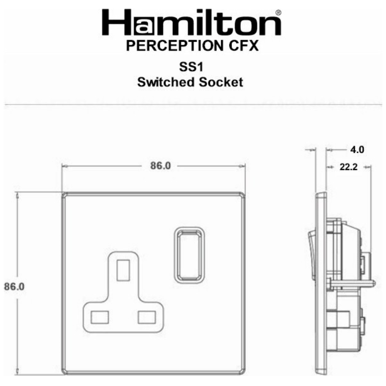 Hamilton Perception CFX Clear 1 Gang 13A Double Pole Switched Socket ...