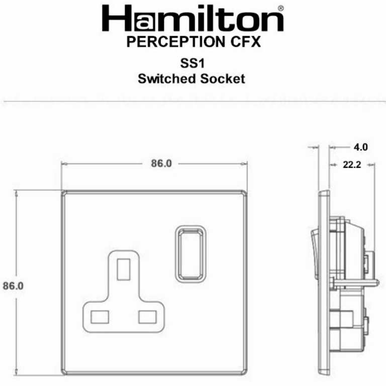 Hamilton Perception CFX Clear 1 Gang 13A Double Pole Switched Socket ...