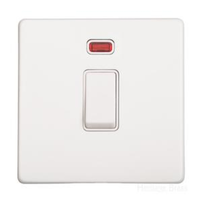 Heritage Brass Vintage Gloss White 20A Double Pole Switch and Neon with ...