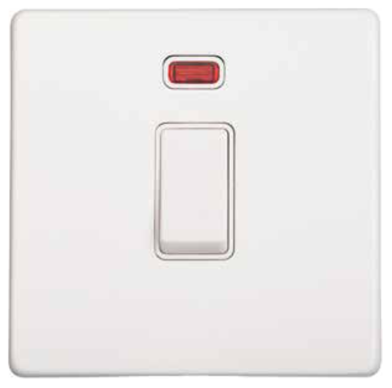 Heritage Brass Vintage Matt White 20A Double Pole Switch and Neon with ...