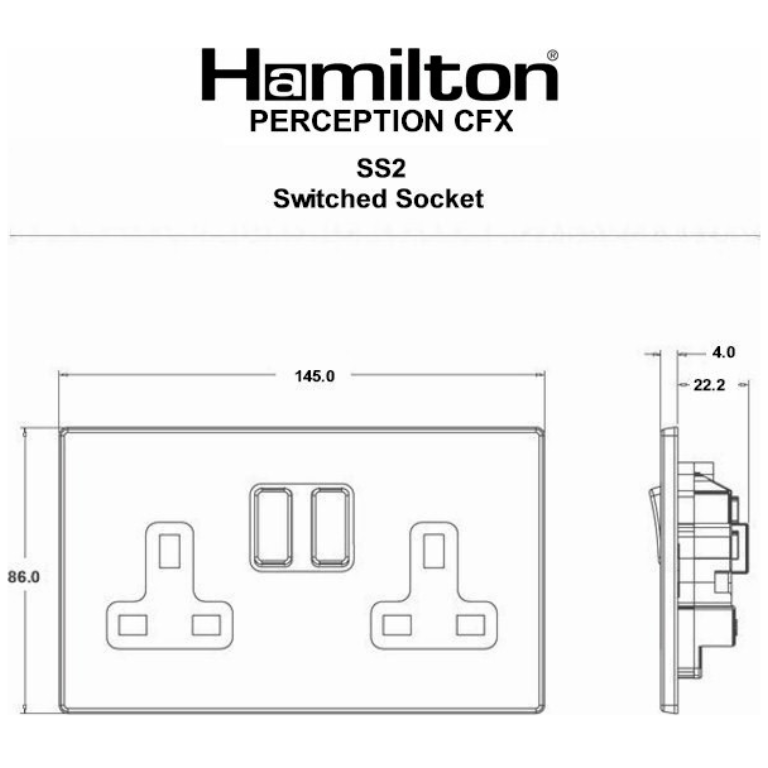 Hamilton Perception CFX Clear 2 Gang 13A Double Pole Switched Socket ...