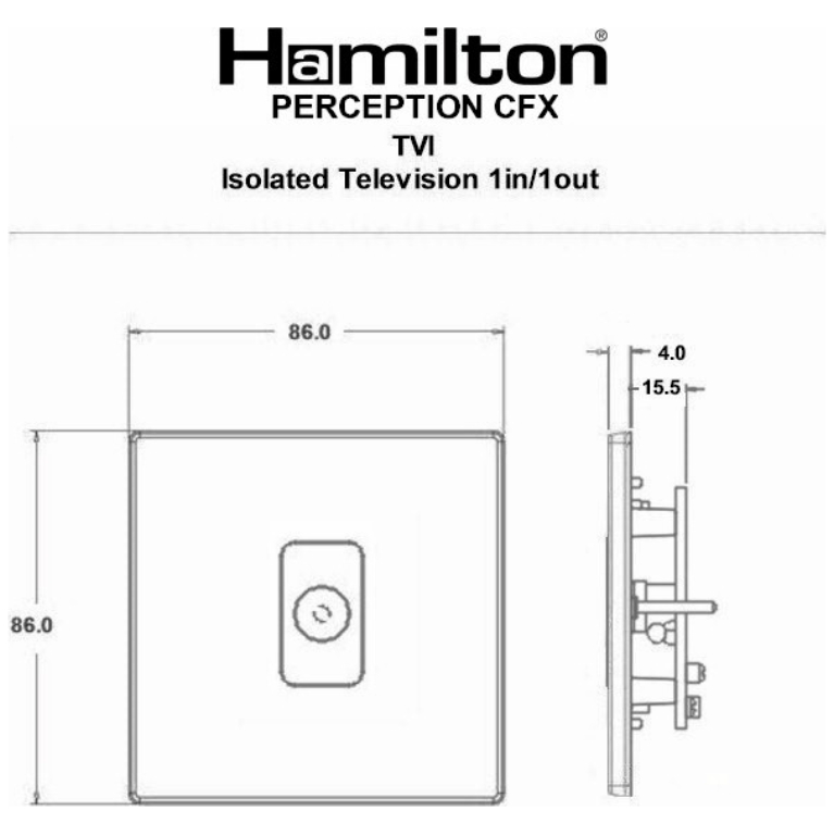 Hamilton Perception CFX Clear 1 Gang Isolated 1 In/1 Out TV Socket with ...