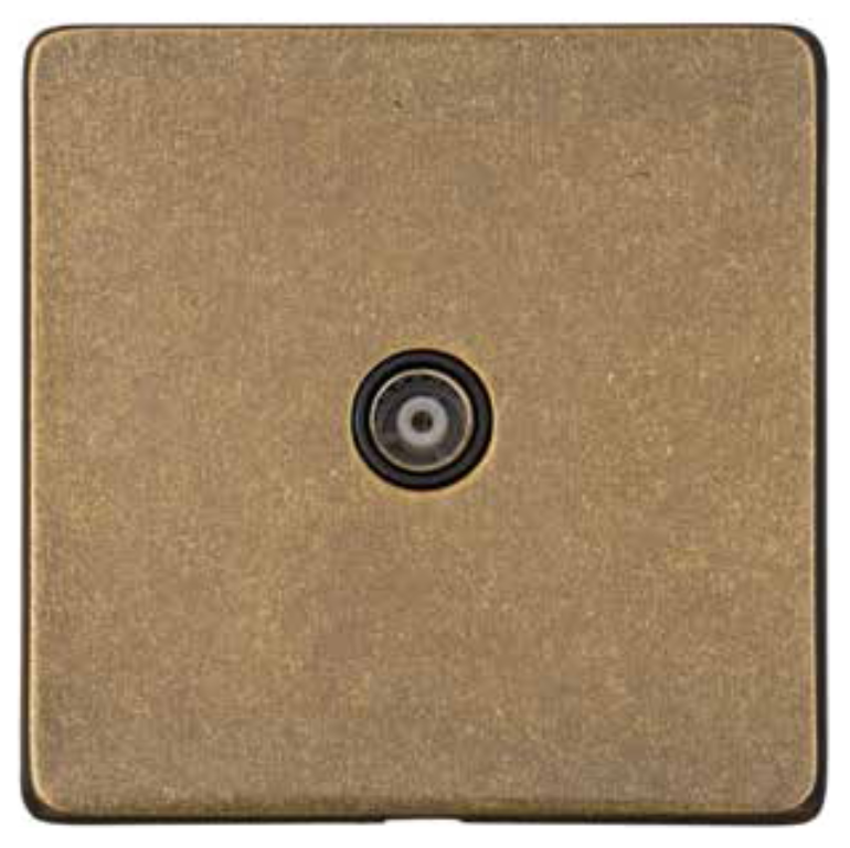 Heritage Brass Vintage Rustic Brass 1 Gang Non-Isolated TV Coaxial ...