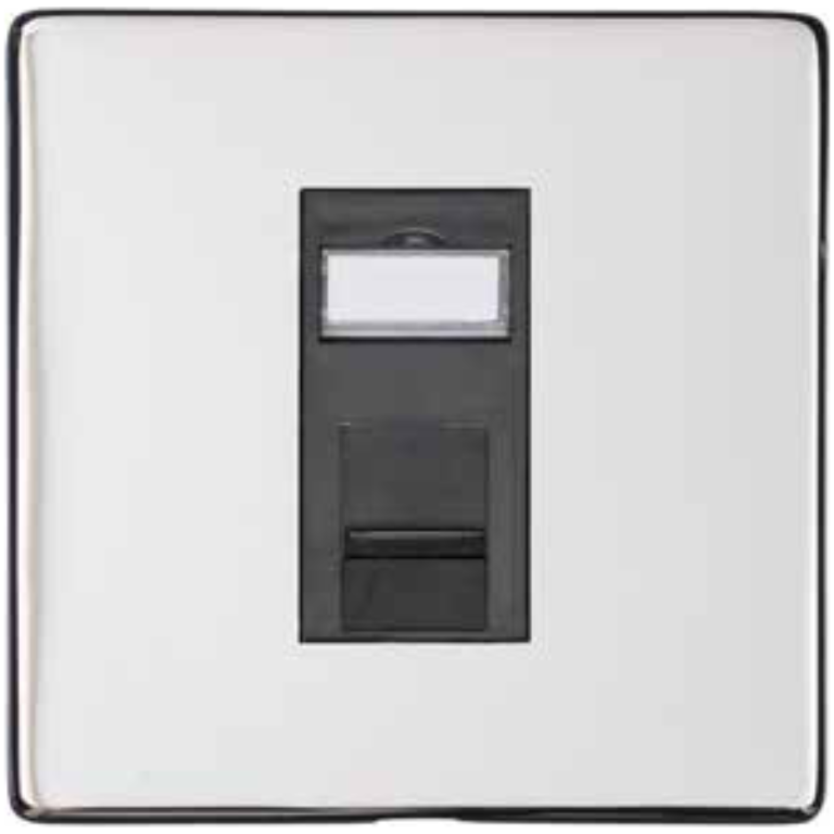 Heritage Brass Vintage Polished Chrome 1 Gang RJ45 Socket with Black ...