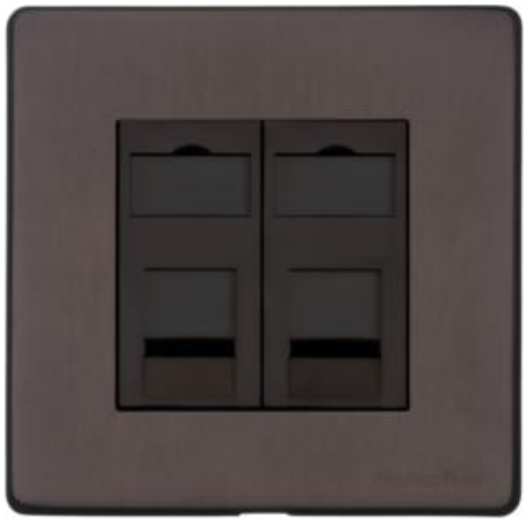 Heritage Brass Verona Matt Bronze 2 Gang RJ45 Socket with Black Plastic ...
