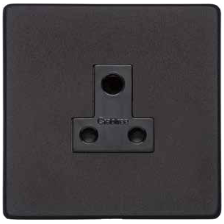 Heritage Brass Vintage Matt Black 5A Round 3 Pin Socket with Black ...