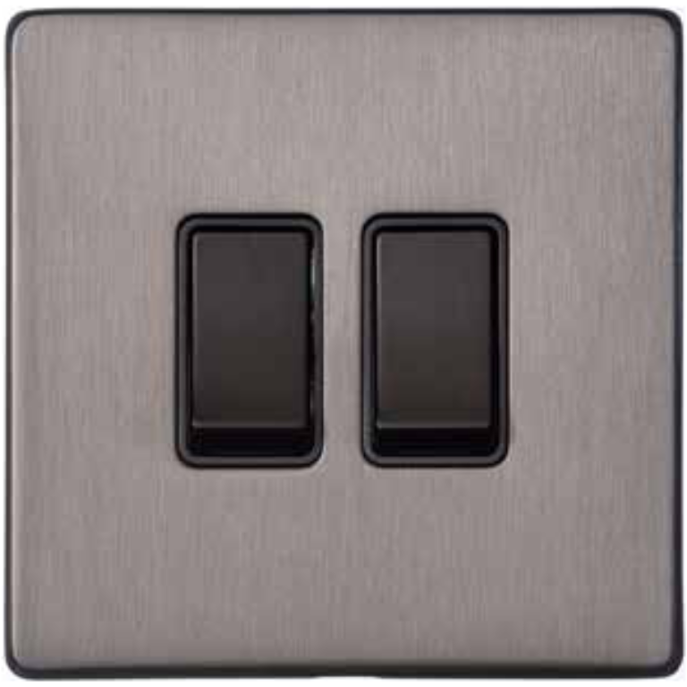 Heritage Brass Vintage Satin Black Nickel 2 Gang Rocker Switch with ...