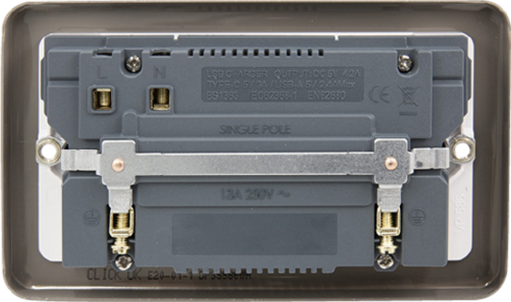 Click Deco Plus Stainless Steel 2 Gang 13A Ingot Switched Safety ...