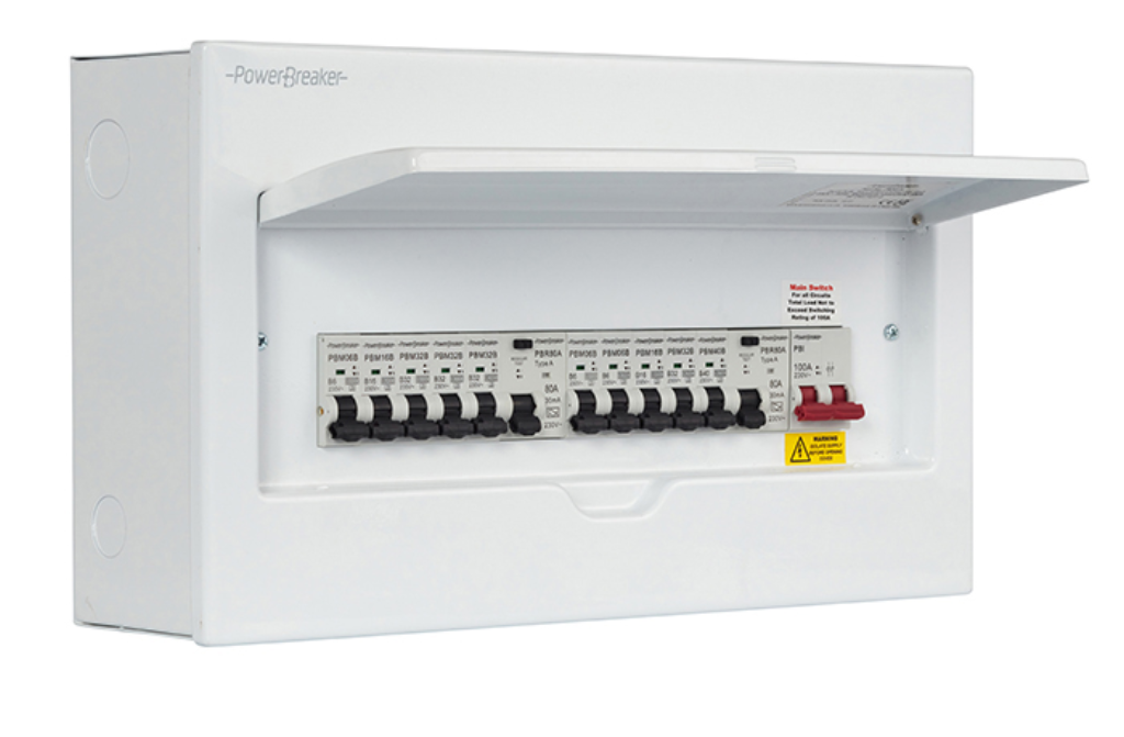 PowerBreaker Populated 18 Module Split Load Consumer Unit - 100A Switch ...